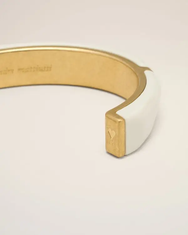 AMI Paris Gold-plated Brass Hammered Lacquered Resin Bracelet