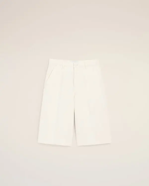 Ami White Cotton Bermuda Shorts - White Cream