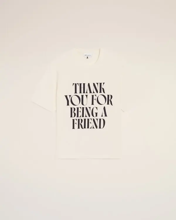 AMI Paris White Cotton T-shirt With "thank You For Being A Friend" Print - White Cream