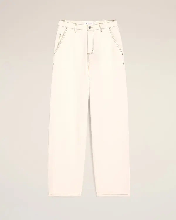 Ami Cotton Wide Fit Trousers - White Cream