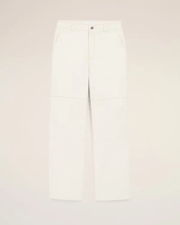 Ami Cotton Worker Trousers - White Cream