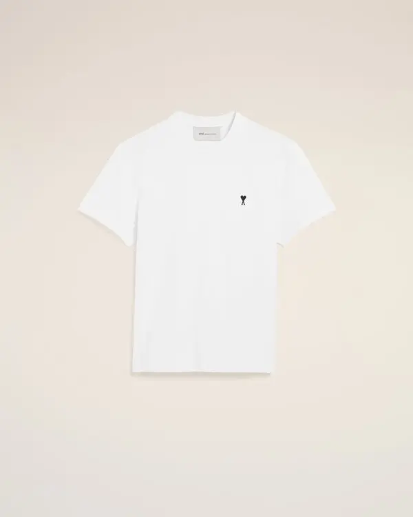 AMI Paris Cotton T-shirt With De Coeur Embroidery - White