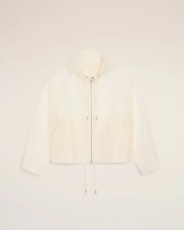 Ami White Nylon Zipped Windbreaker White - White Cream