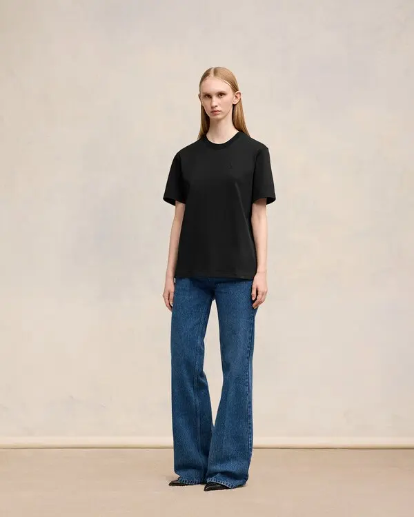 AMI Paris Organic Cotton De Coeur T-shirt - Black