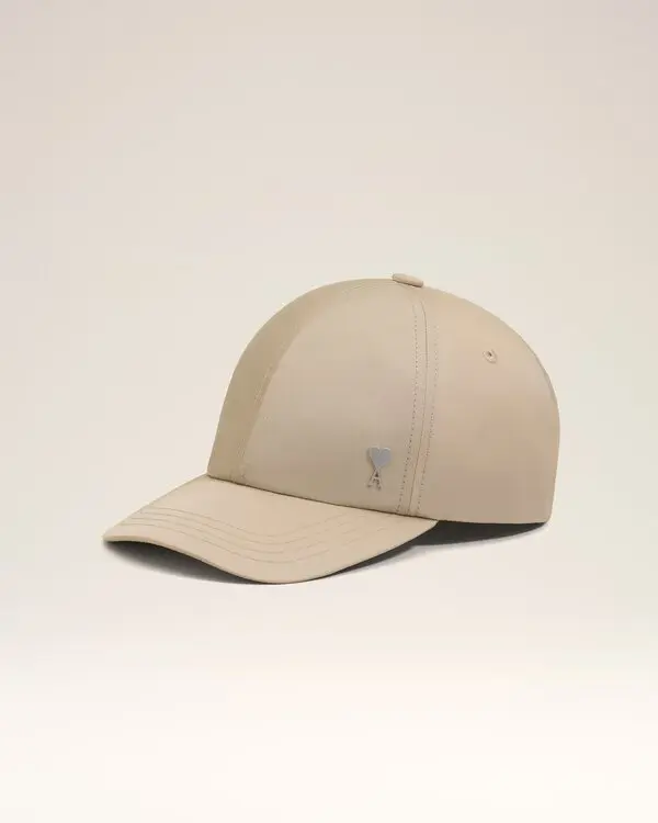 Ami Beige Nylon De Coeur Stud Cap Beige - Taupe Beige