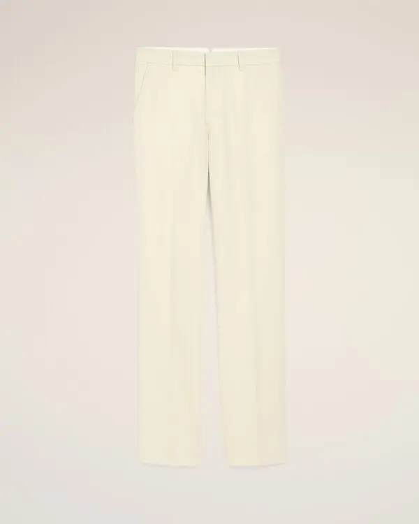 Ami Wool Straight Trousers - White Cream