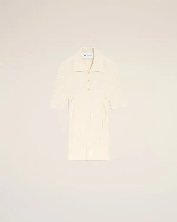 Ami Knit Polo Shirt - White Cream