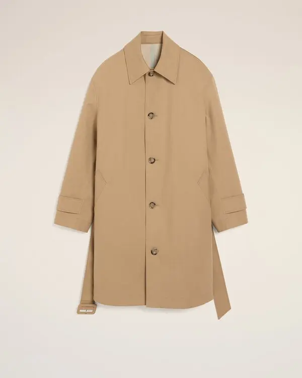 Ami Beige Water-repellent Cotton Twill Belted Mac Beige - Sand/ Light Beige