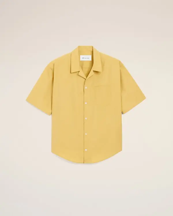 Ami Short Sleeve Camp Collar Shirt - Yellow Pastel