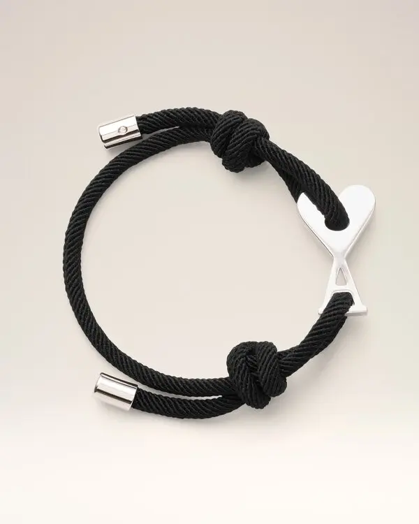 AMI Paris De Coeur Cord Bracelet - Silver/black