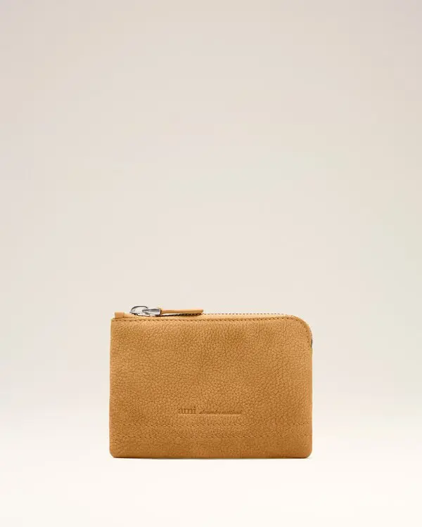 AMI Paris Yellow Cow Leather Carrousel Zipped Wallet Yellow - Honey