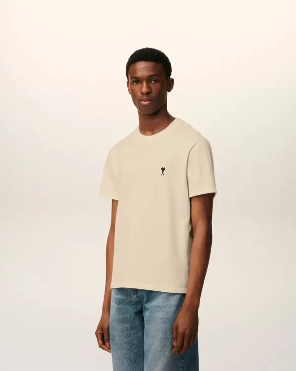 AMI Paris Beige Cotton De Coeur T-shirt Beige
