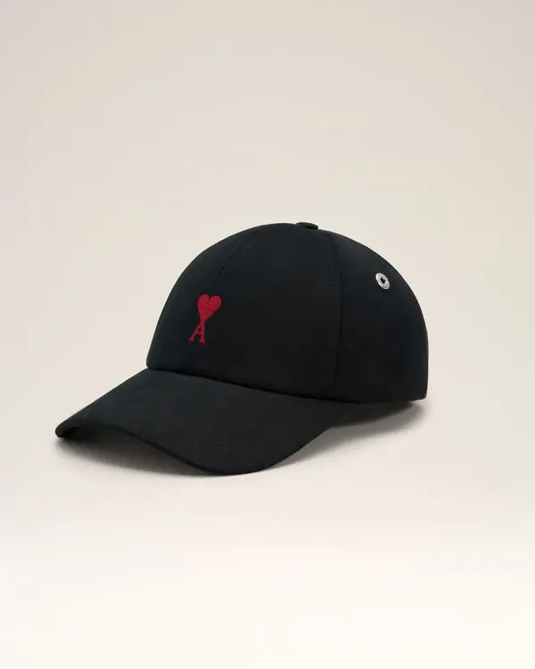 Ami Cotton De Coeur Embroidery Cap - Black