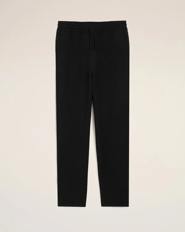 AMI Paris Blended Linen Elasticated Waist Trousers - Black