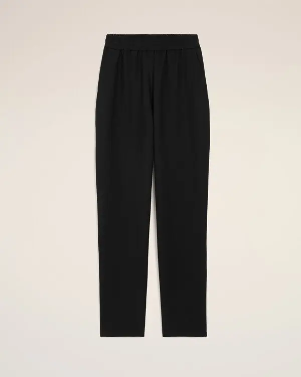 AMI Paris Blended Linen Elasticated Waist Trousers - Black