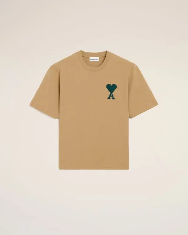 AMI Paris De Coeur T-shirt - Camel / Evergreen