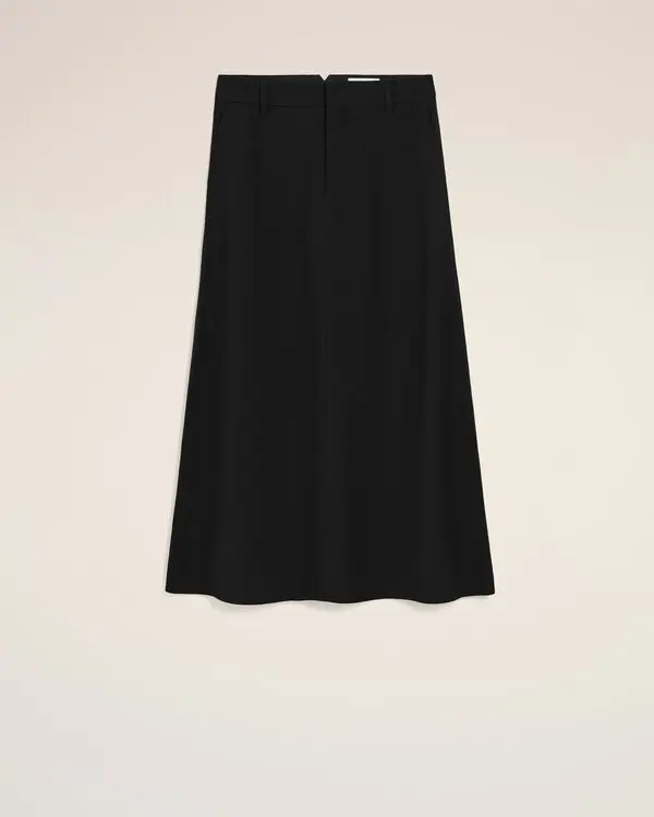AMI Paris Blended Linen Trapeze Skirt - Black