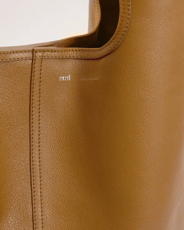 AMI Paris Etienne Soft Leather Hobo Bag - Cumin