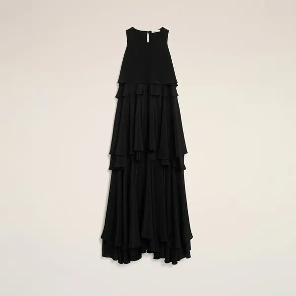 AMI Paris Long Ruffled Silk Blend Dress