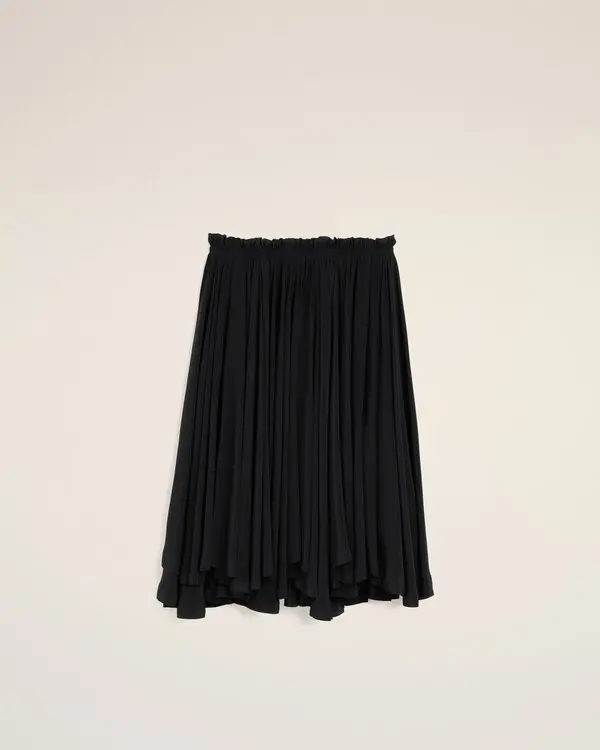 AMI Paris Blended Silk Midi Corolla Skirt - Black