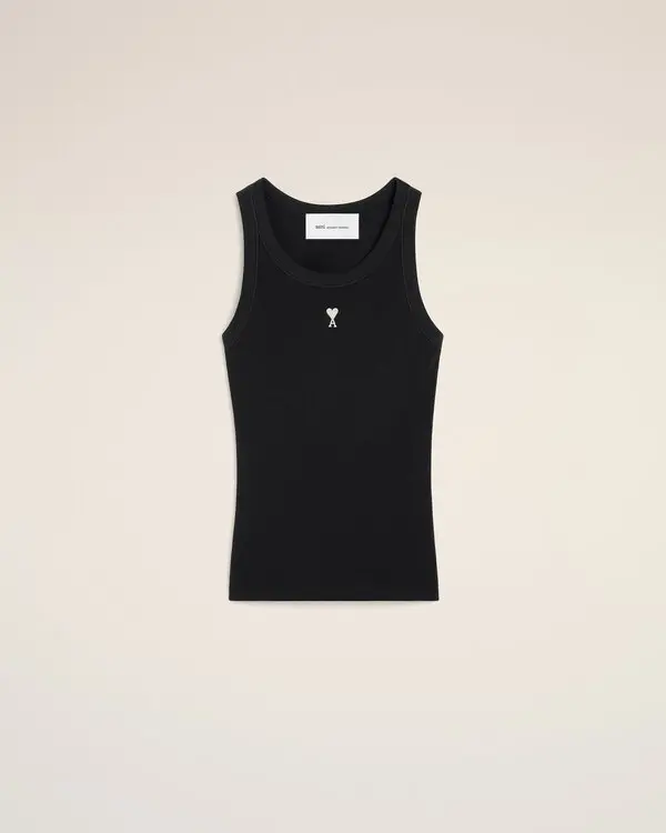 Ami De Coeur Ribbed Tank Top - Black/white Cream