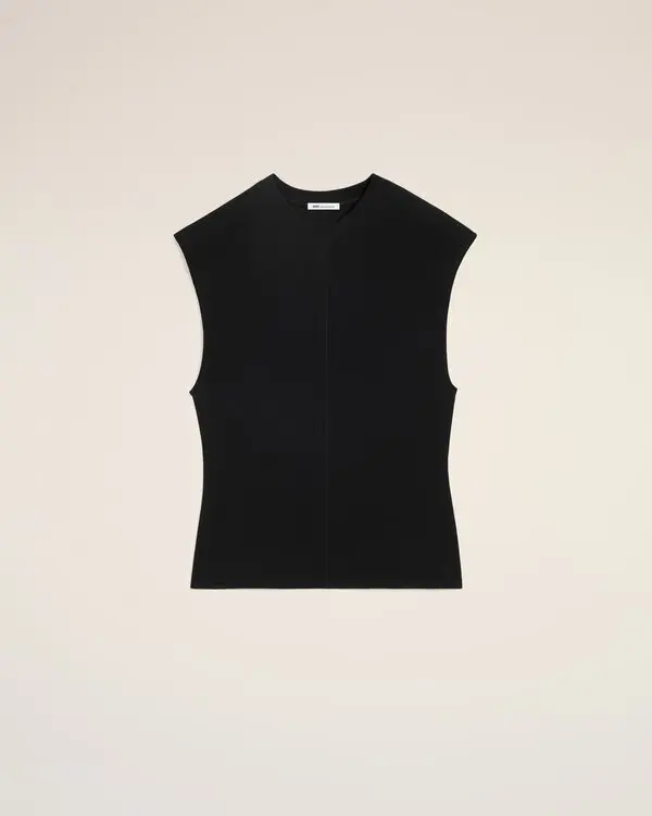 AMI Paris Jersey Sleeveless Fitted Top - Black