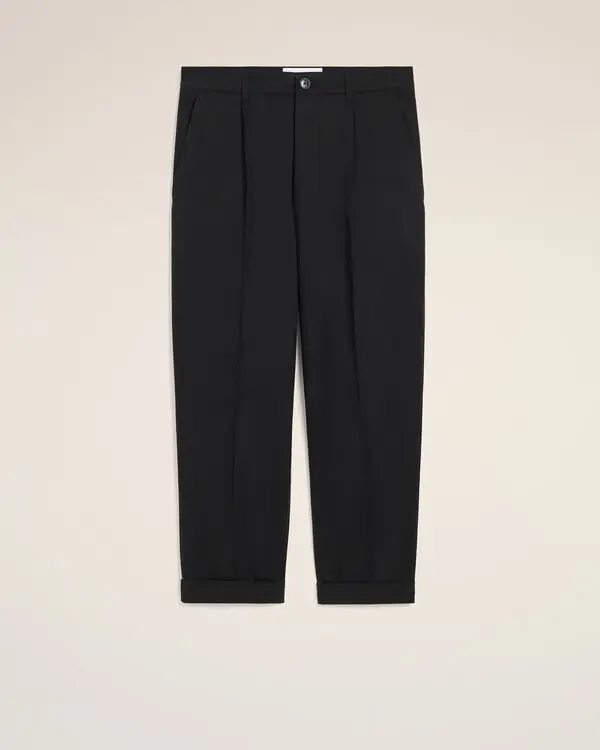 AMI Paris Cotton Carrot Oversized Trousers - Black