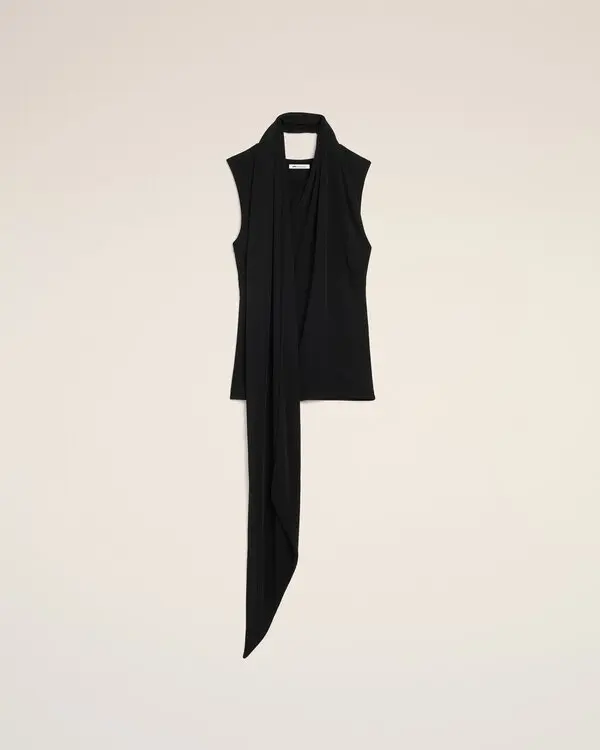 AMI Paris Sleeveless Lavalliere Top - Black