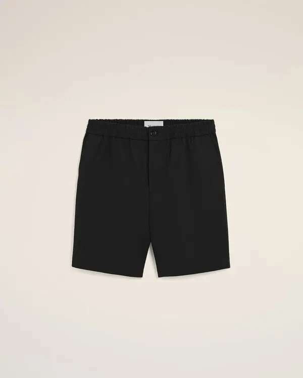 Ami Cotton Gabardine Elasticated Waist Shorts - Black