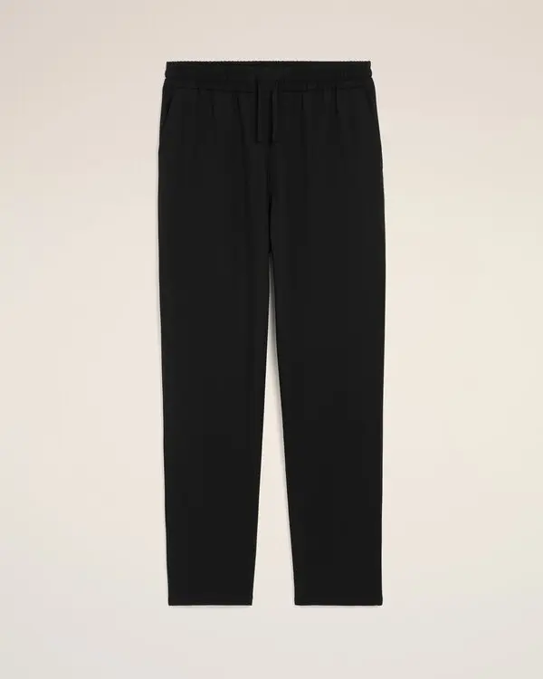 AMI Paris Wool Gabardine Elasticated Waist Trousers - Black