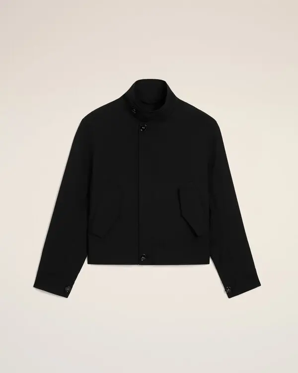 Ami Wool Gabardine Harrington Jacket - Black