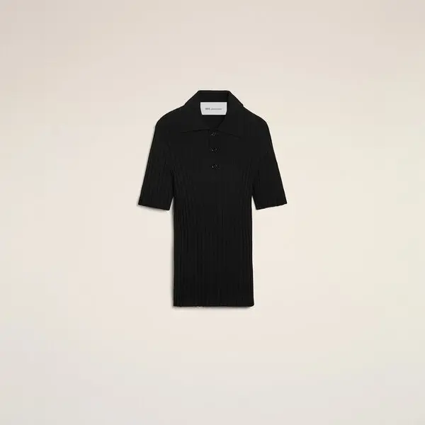 AMI Paris Ribbed Knit Short Sleeve Polo