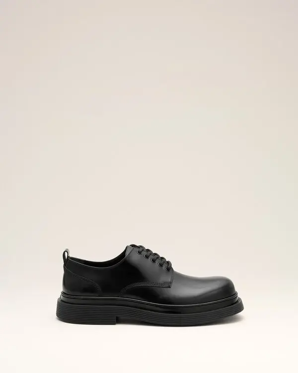 AMI Paris Cow Leather Derby Shoes - Black