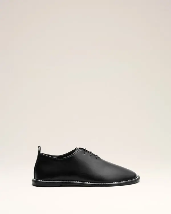 AMI Paris Cow Leather Midi Derby Shoes - Black