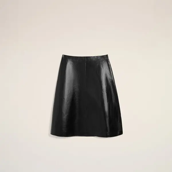 AMI Paris Patent Lamb Leather Midi Trapeze Skirt