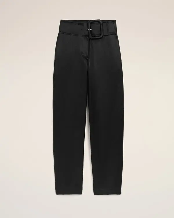 AMI Paris Satin Belted Balloon Fit Trousers - Black