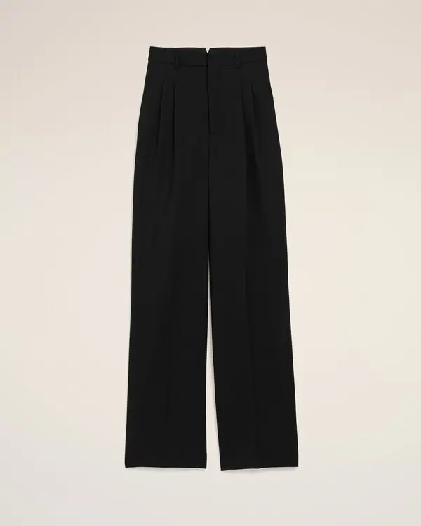 AMI Paris High Waist Wide Leg Wool Trousers