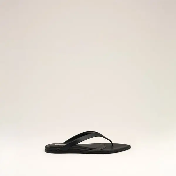 AMI Paris Lamb Leather Pointed Toe Flip Flops - Black