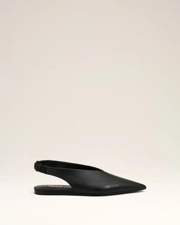 AMI Paris Lamb Leather Pointed Toe Slingbacks - Black