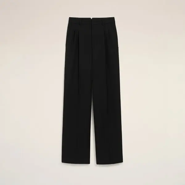 AMI Paris Wool Canvas Wide Leg Trousers