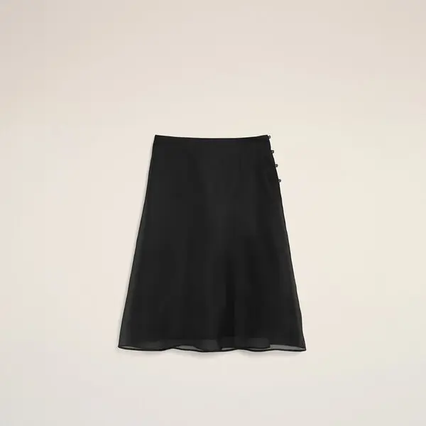 AMI Paris Silk Midi Sheer Trapeze Skirt