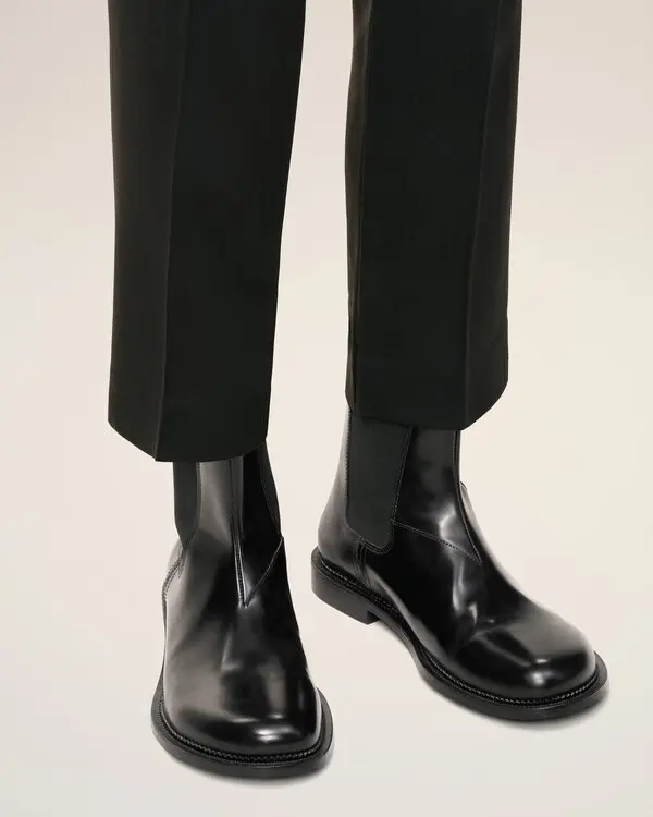 AMI Paris Glazed Leather Anatomical Toe Chelsea Boots