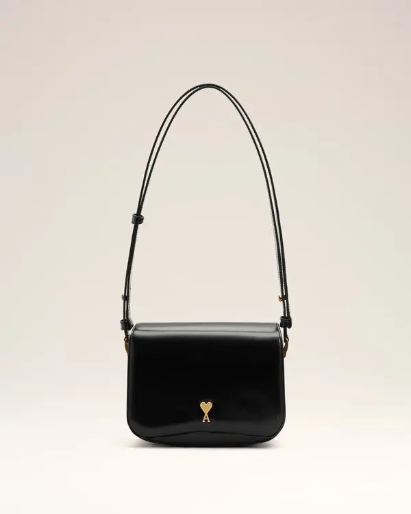 AMI Paris Glazed Leather Paris Bag - Black