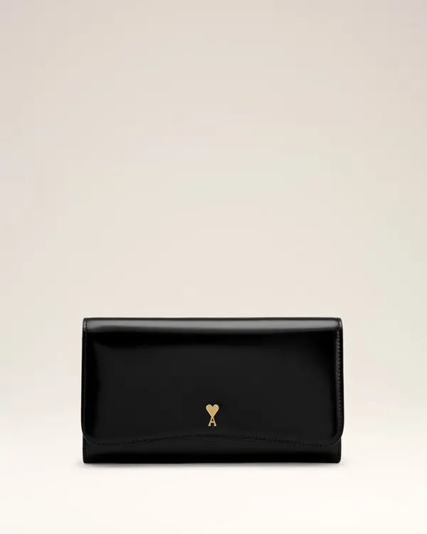AMI Paris Cow Leather Paris Paris Continental Wallet - Black