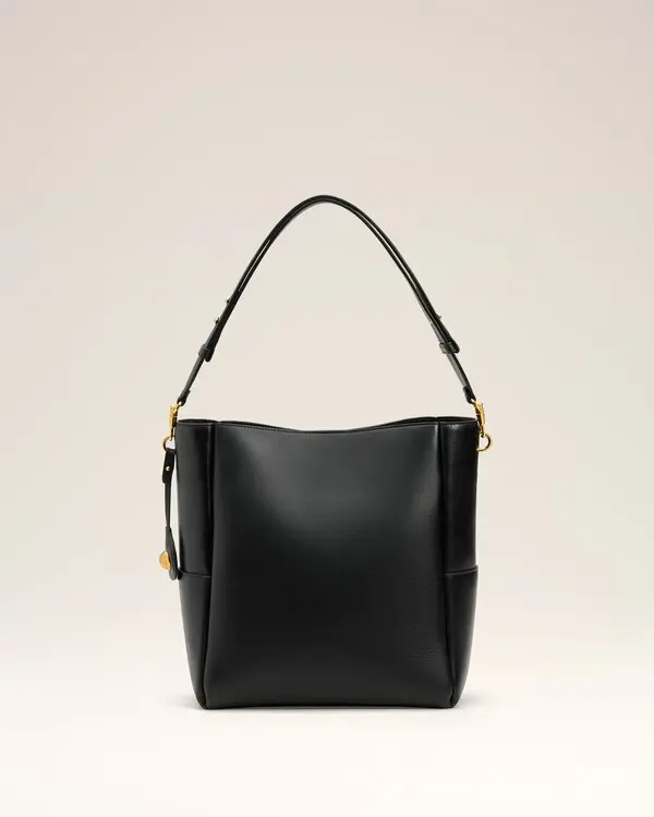 AMI Paris Smooth Leather Carrousel Bucket Bag - Black
