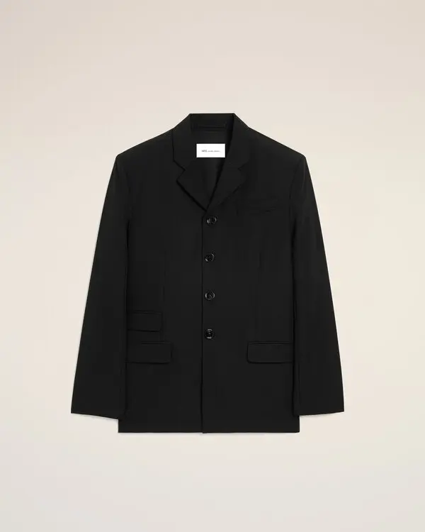 AMI Paris Single Breasted Wool Straight Jacket - Black