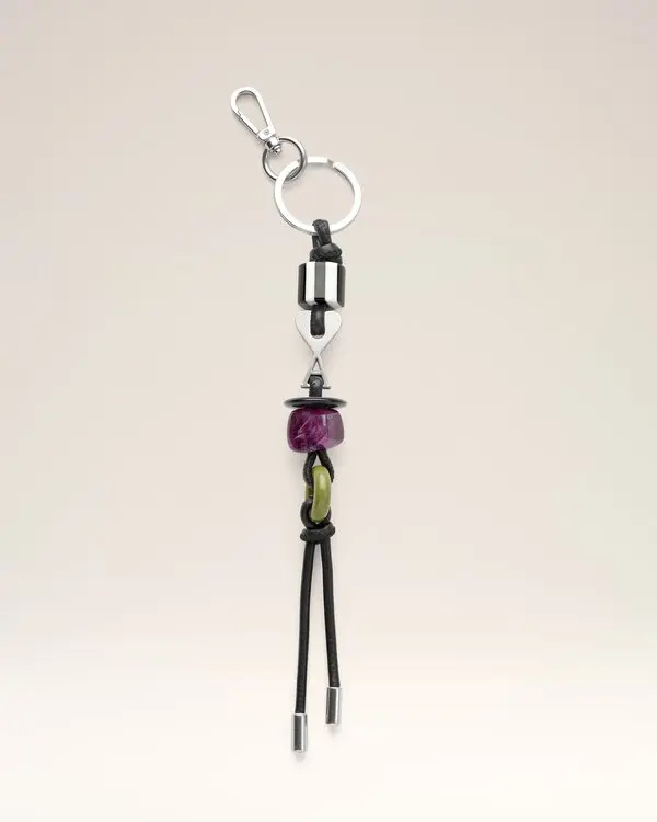 Ami De Coeur Charm Keychain - Black/vibrated Silver