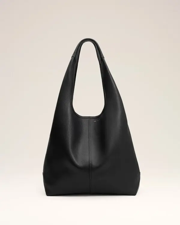 AMI Paris Etienne Soft Leather Hobo Bag - Black