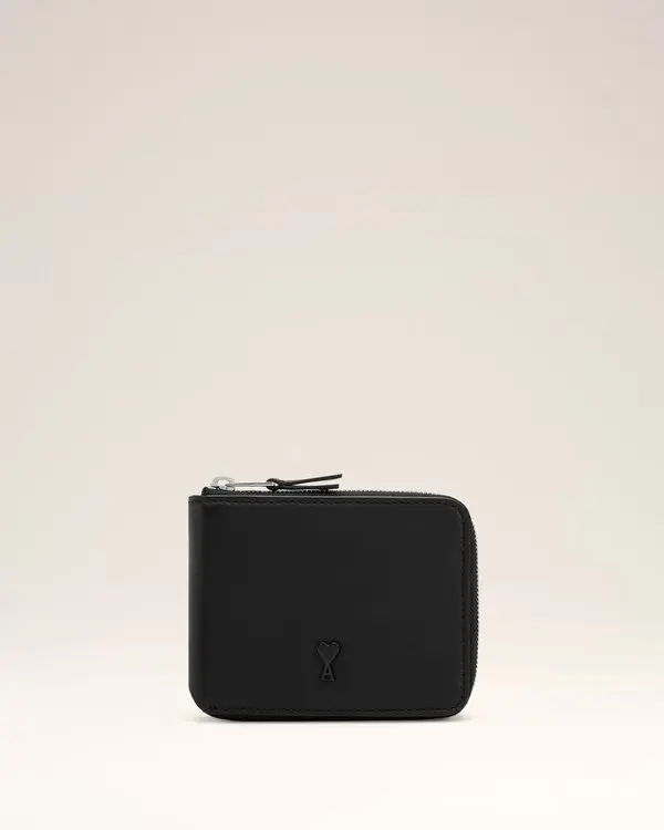 AMI Paris Cowhide Leather De Coeur Compact Wallet