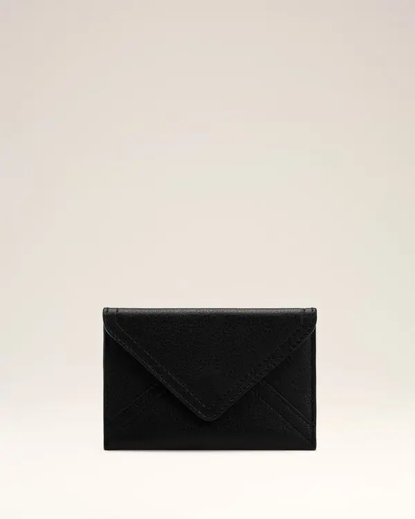 AMI Paris Etienne Taurillon Leather Envelope Card Holder - Black